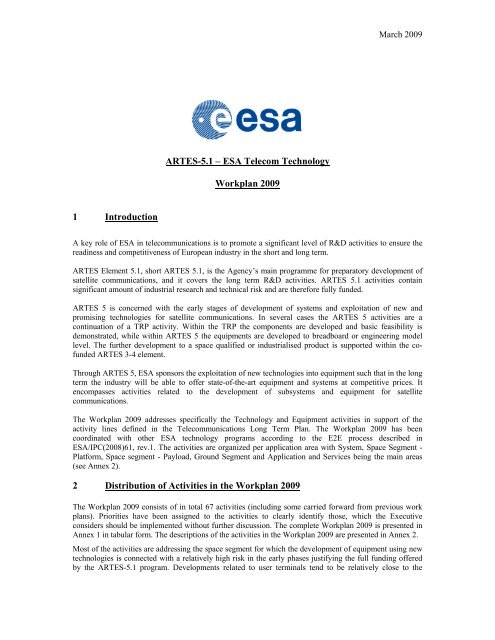ARTES-5.1 â ESA Telecom Technology Workplan ... - Emits - ESA