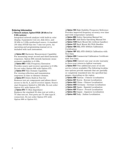 Agilent 8753D Configuration Guide - MetricTest