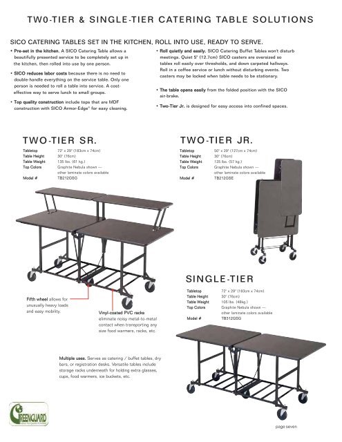 Room Service Hospitality Table Brochure - Sico Inc.