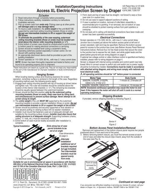110 V Instructions - Draper, Inc.