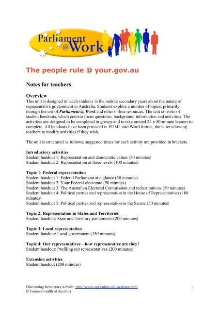 The People Rule: Notes for Teachers - Civics and Citizenship ...