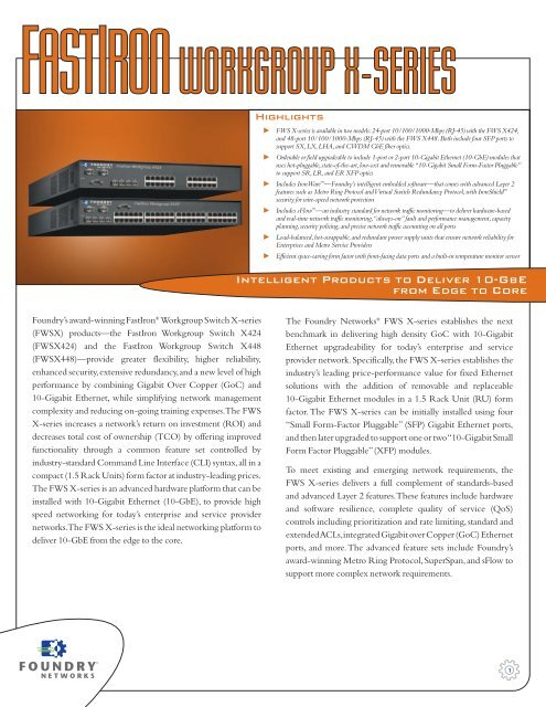 Foundry FastIron Workgroup X-Series Datasheet - Terabit Systems