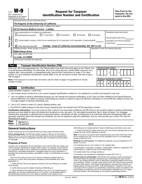 Form W-9 (Rev. August 2013)