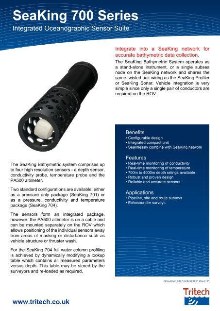 SeaKing 700 Series - Integrated Oceanographic Sensor Suite - Tritech