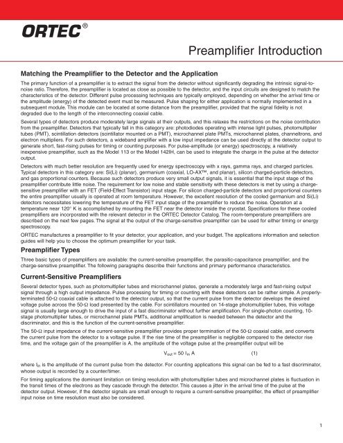 Ortec charge amplifier sensitivity