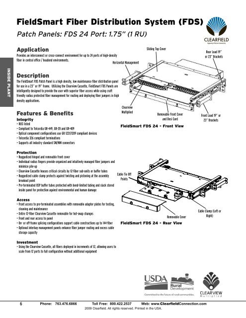 Fiber Distribution System (FDS) Patch Panel – 24 Port - Clearfield