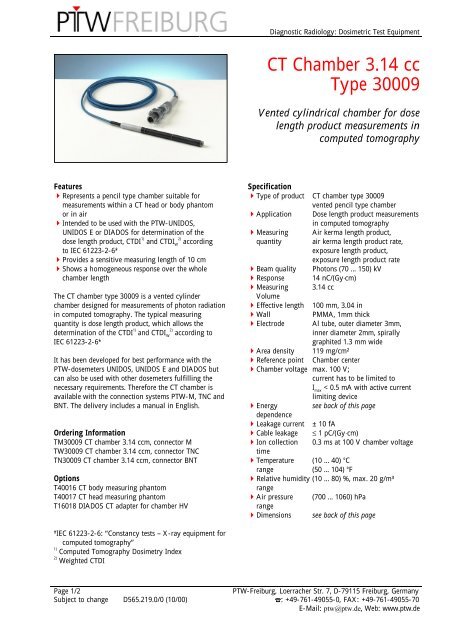 CT Chamber 3.14 cc Type 30009 - PI Medical
