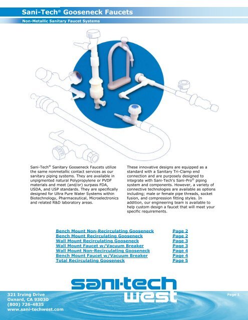 Sani-Tech® Gooseneck Faucets - Sani-Tech West