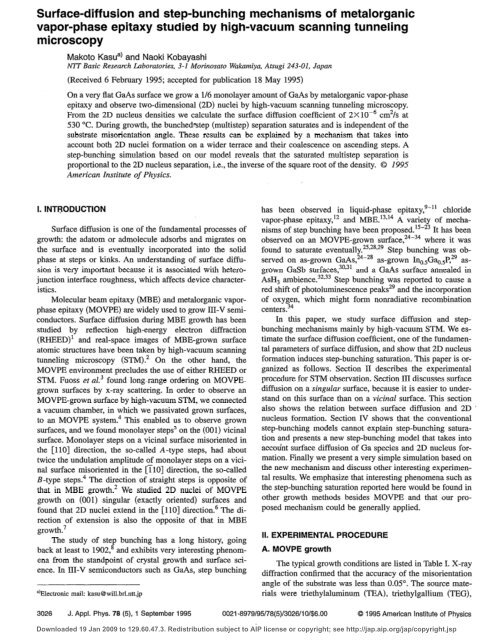 Surface-diffusion and step-bunching mechanisms of metalorganic ...