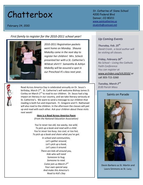 Chatterbox - St. Catherine of Siena Catholic Parish and School