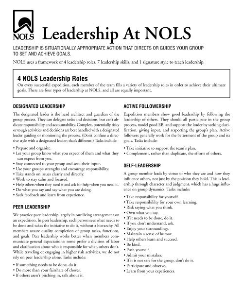 Leadership At NOLS