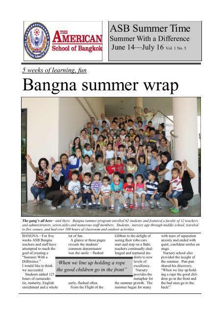 from educators - The American School of Bangkok