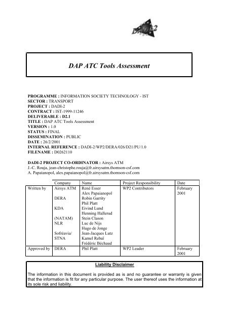 DAP ATC Tools Assessment