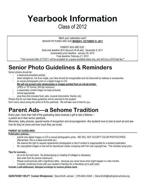 Yearbook Information - Sehome High School