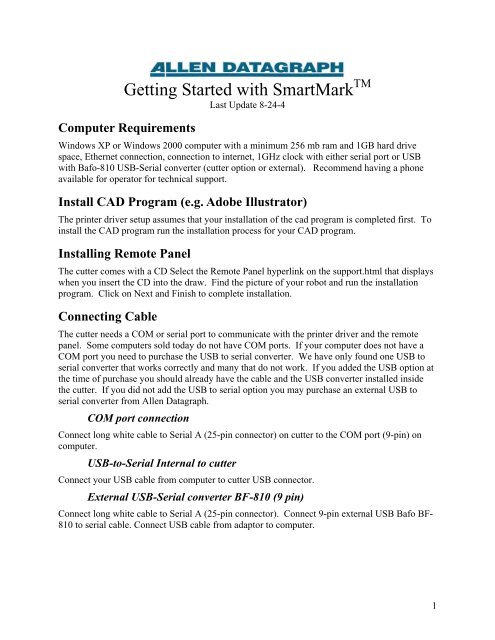 Getting Started With SmartMark - Allen Datagraph