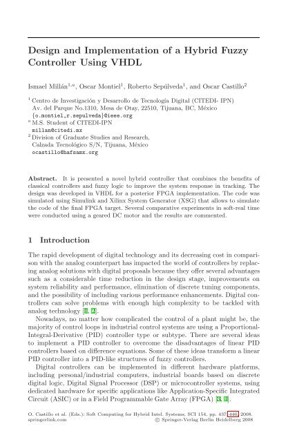 Design and Implementation of a Hybrid Fuzzy Controller Using VHDL