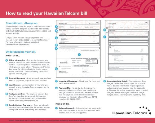 How to read your Hawaiian Telcom bill
