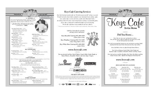 To Go Menu Did You Know... www.keyscafe.com Keys Cafe ...