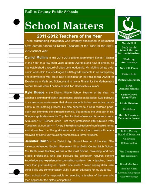 School Matters (March 2011) - Bullitt County Public Schools
