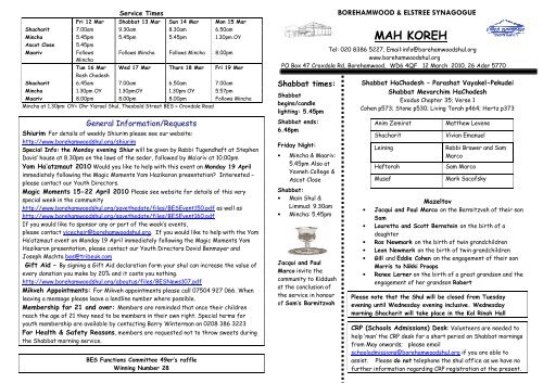 MAH KOREH - Borehamwood and Elstree Synagogue