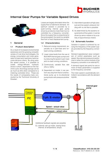 Internal Gear Pumps for Variable Speed Drives 3 ph. E--motor