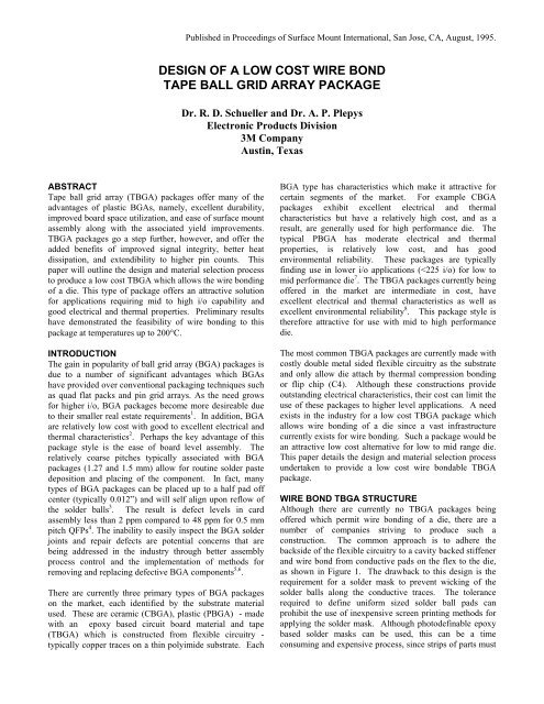 design of a low cost wire bond tape ball grid array ... - DfR Solutions