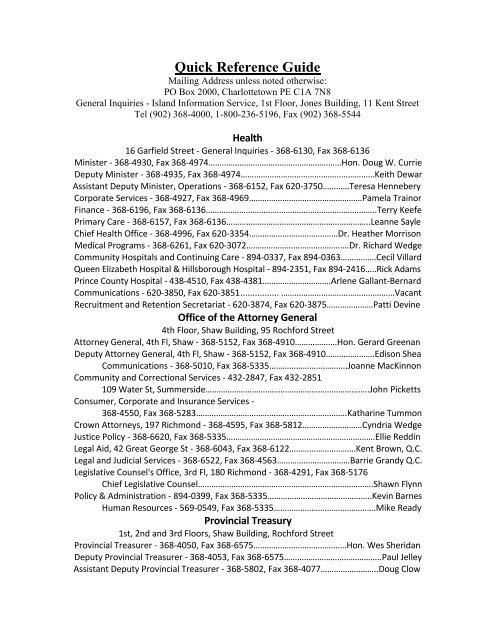 Quick Reference Guide - PEI Environmental Network
