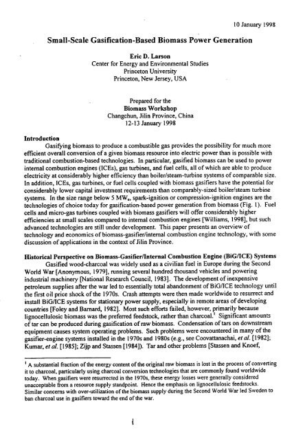 Small-Scale Gasification-Based Biomass Power Generation