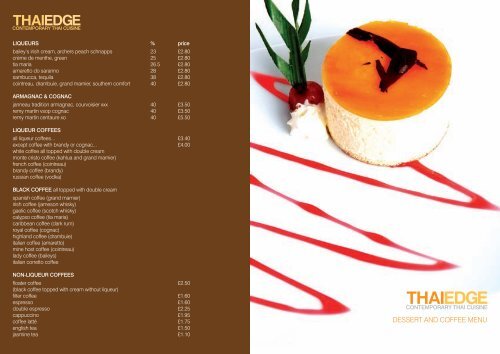 DESSERT AND COFFEE MENU - Thai Edge