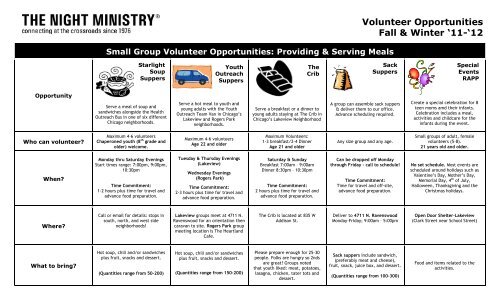 volunteer opportunities flyer - The Night Ministry