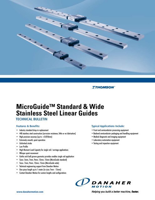 MicroGuide™ Standard & Wide Stainless Steel Linear ... - Thomson