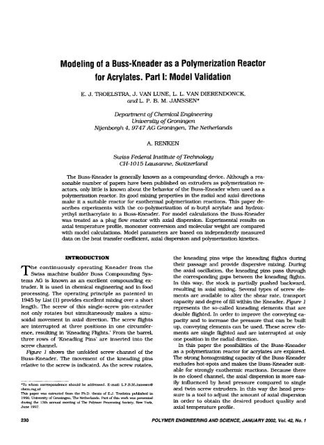 Modeling of a Buss-Kneader as a polymerization reactor for ...