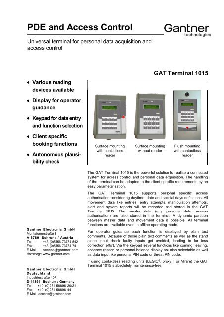 PDE and Access Control GAT Terminal 1015