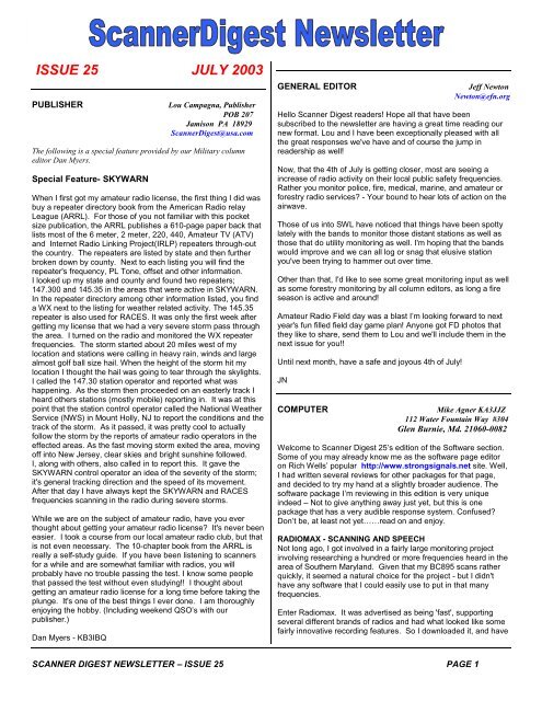 Issue 25 - Scanner Digest Newsletter