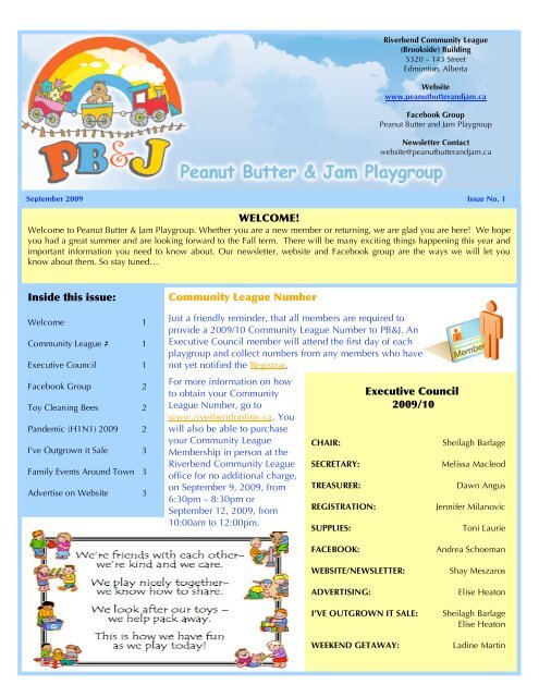 PBJ Newsletter Sept - Peanut Butter and Jam Playgroup