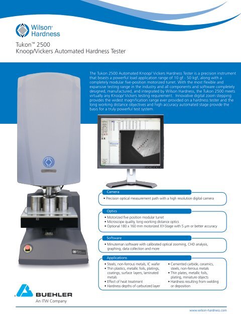 Tukon™ 2500 Knoop/Vickers Automated Hardness Tester - Buehler