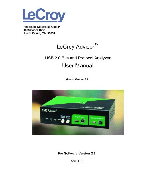 USB Advisor User Manual - Teledyne LeCroy