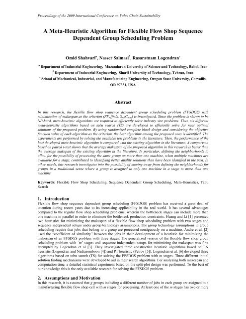 A Meta Heuristic Algorithm For Flexible Flow Shop Sequence 7325