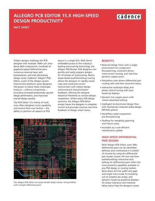 allegro pcb editor 15.x high-speed design productivity - Cadence ...