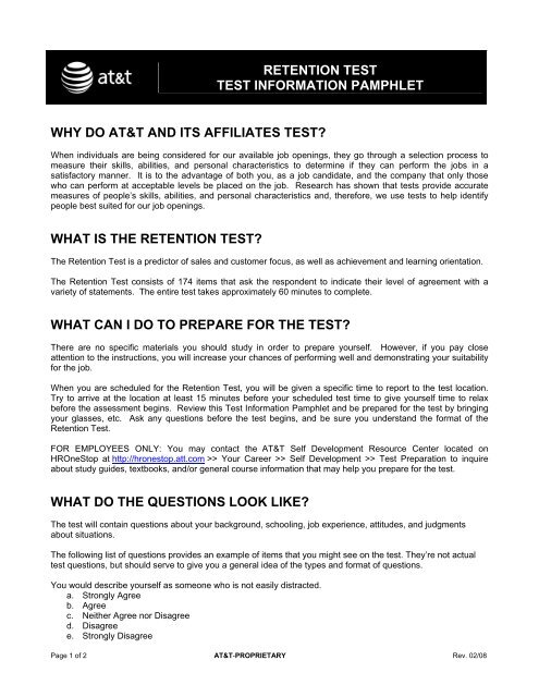 Retention Test - AT&T