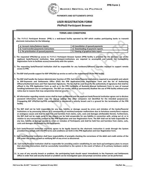 PPB User Registration Form