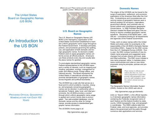 fact sheet - US Board on Geographic Names - the USGS