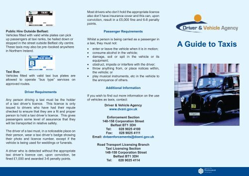 A guide to Taxis (PDF 1MB) - Driver and Vehicle Agency