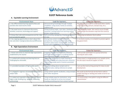 ELEOT Reference Guide - AdvancED
