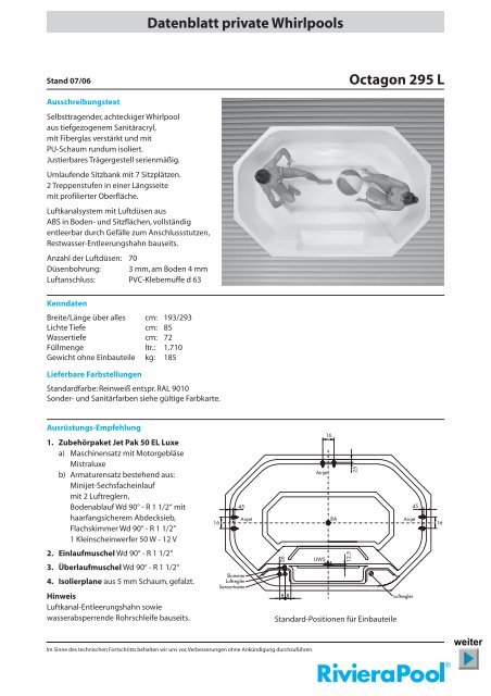 Datenblatt private Whirlpools Octagon 295 L - Partnerline AS