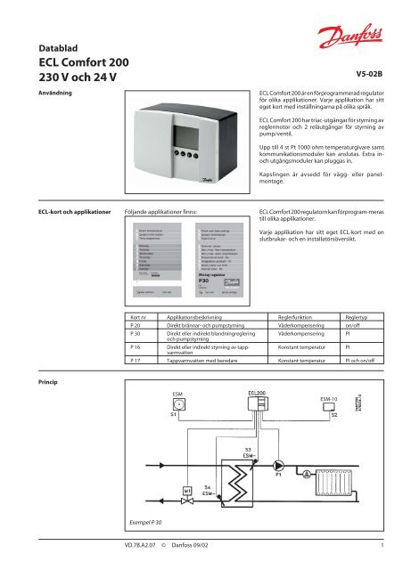 ECL Comfort 200 230 V och 24 V - Danfoss VÃ¤rme