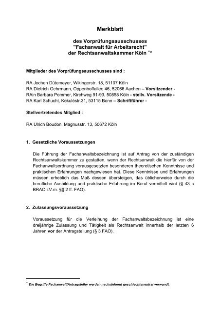 Rechtsanwaltskammer Kãln Stellenangebote