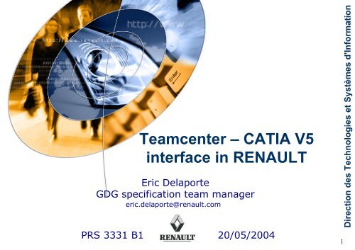 Teamcenter â CATIA V5 interface in RENAULT - CMI.