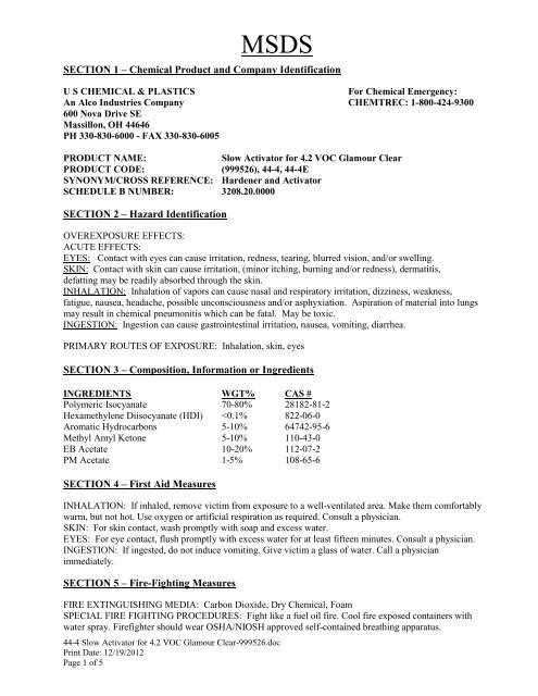 MSDS - US Chemical & Plastics