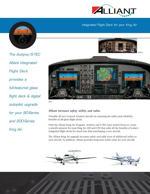 The Avidyne/S-TEC Alliant Integrated Flight Deck provides a full ...